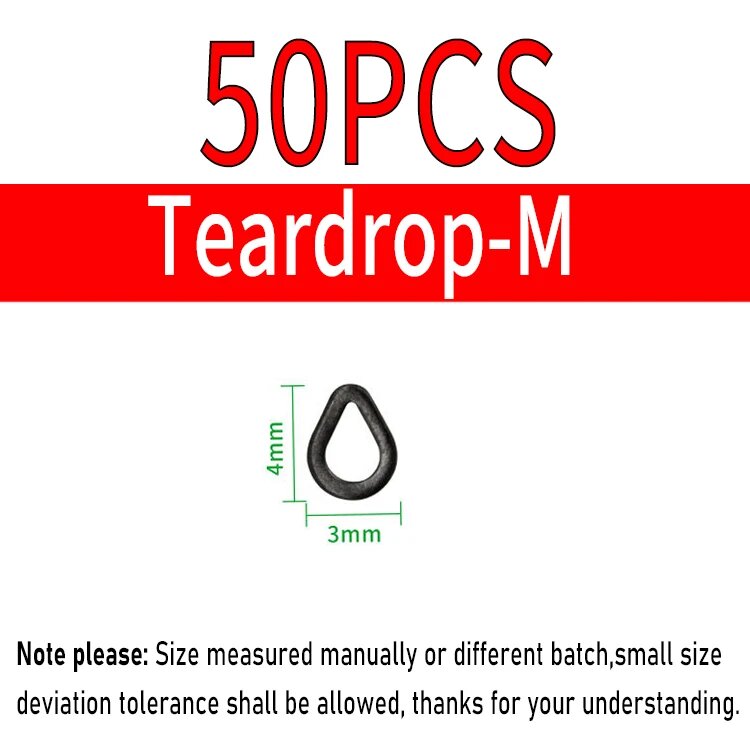 JIGEECARP Кольца для волос для ловли карпа 50 шт, матовые черные Белый, 50pcs Tear drop M