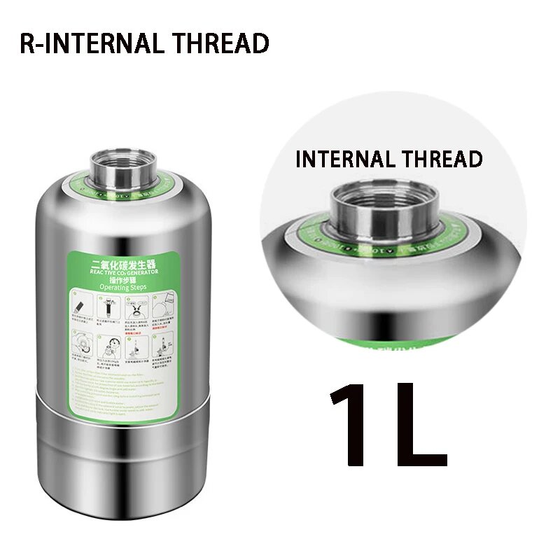ZRDR Генератор CO2 для аквариума со стальным баллоном Зеленый, R-1L