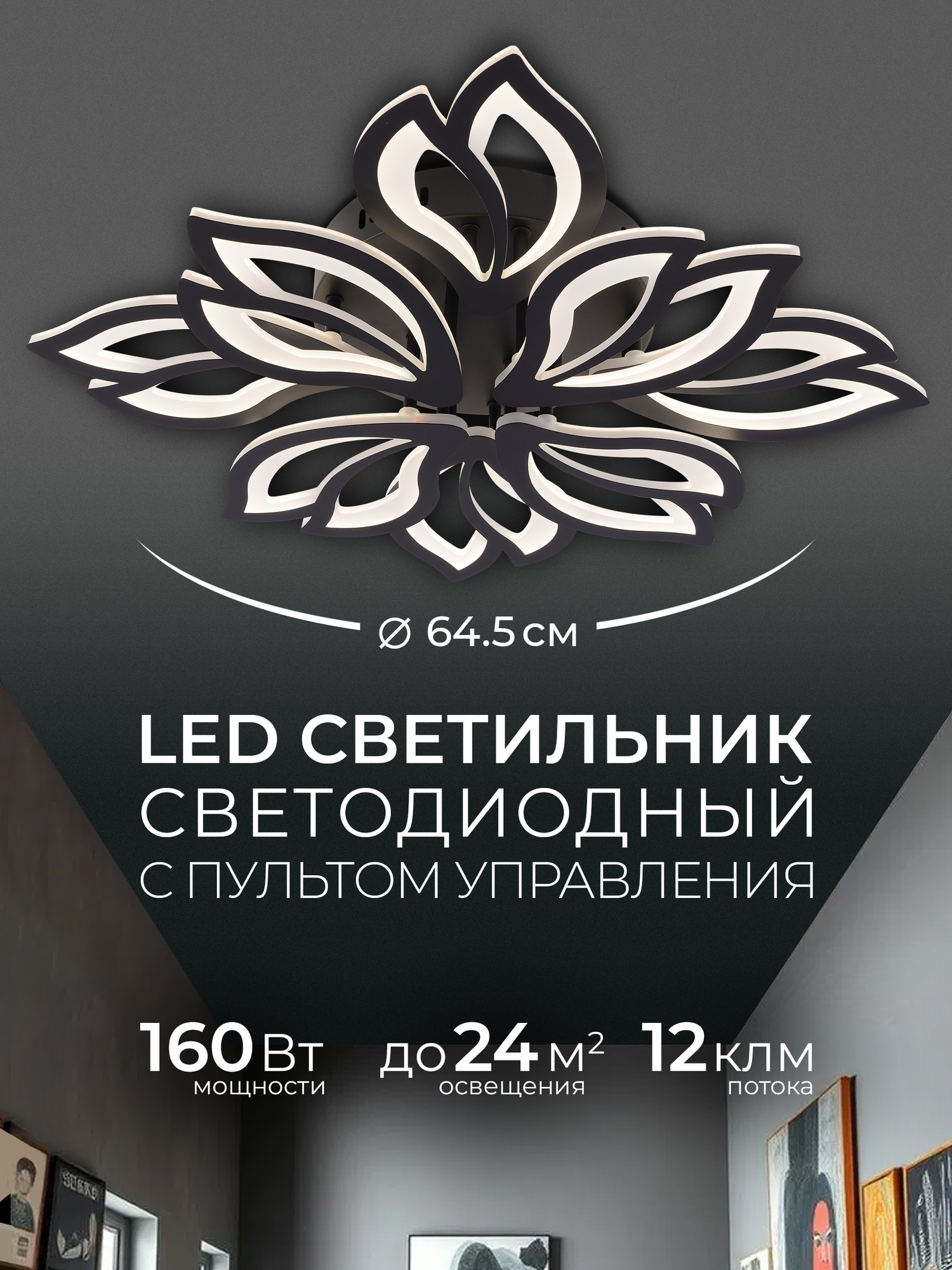 Люстра потолочная с пультом ASTREA/люстра потолочная светодиодная/ светильник потолочный светодиодный с ПДУ