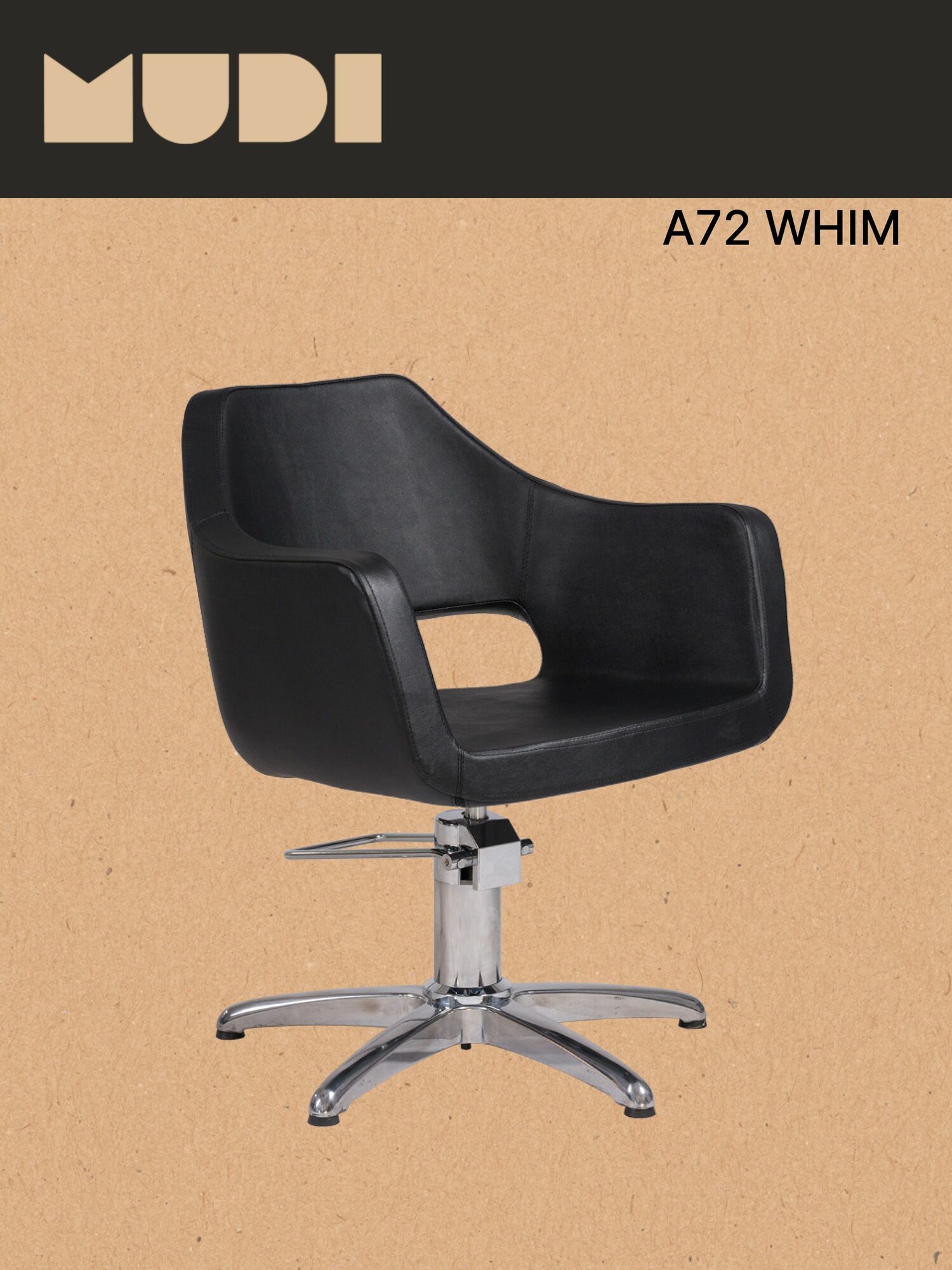 Парикмахерское кресло A72 WHIM, на гидравлике, цвет черный, обивка эко-кожа