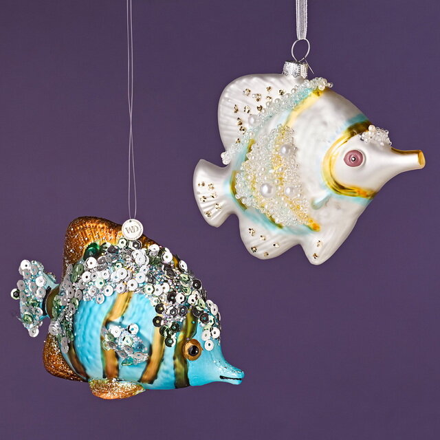 Елочные игрушки Рыбки Granite 12-14 см, 2 шт, стекло, Winter Deco, 5030166