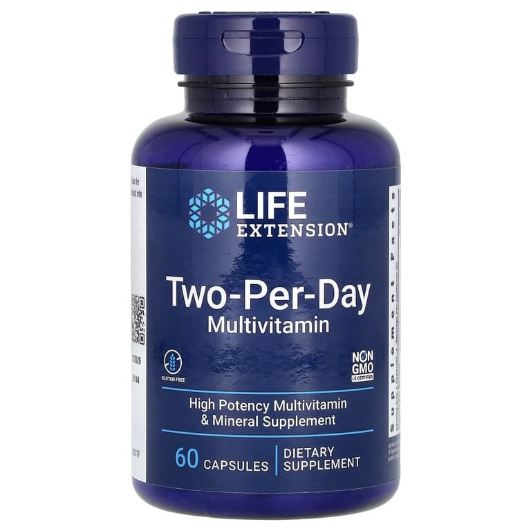 Life Extension Two-Per-Day Multivitamin, Мультивитамины для приема два раза в день 60 капсул