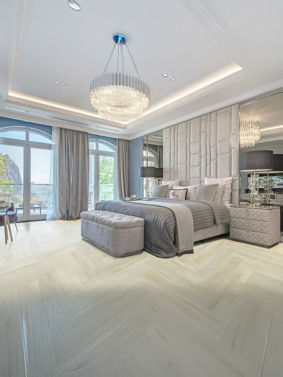 Виниловая плитка SPC CronaFloor Herringbone Дуб Ним H015 (в уп. 16 шт./1.31 м2)