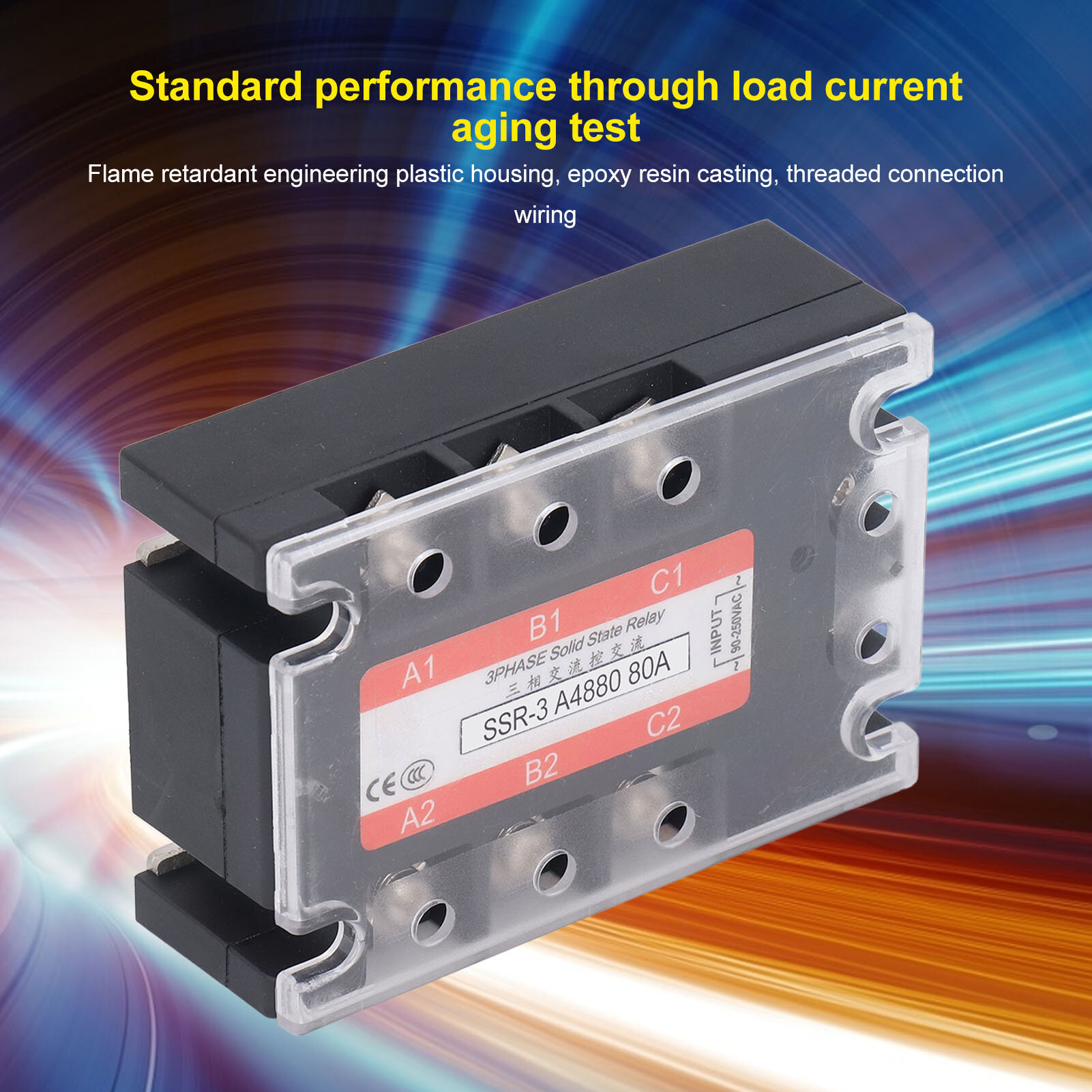 3-фазное твердотельное реле, пиковое напряжение 600 В переменного тока, двунаправленный выход SCR от переменного тока к модулю SSR переменного тока, 480 В, 80 А