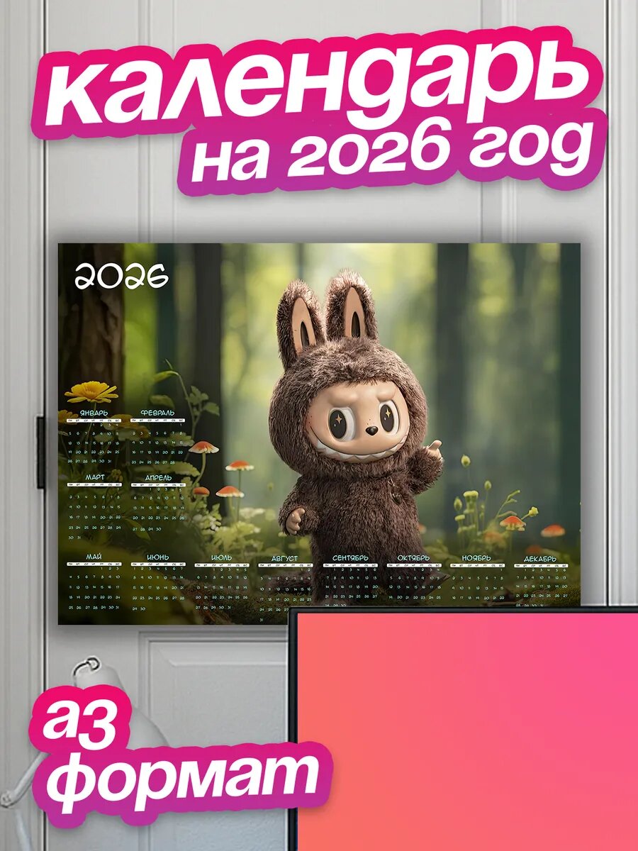 Календарь 2026 настенный Лабубу Прикол
