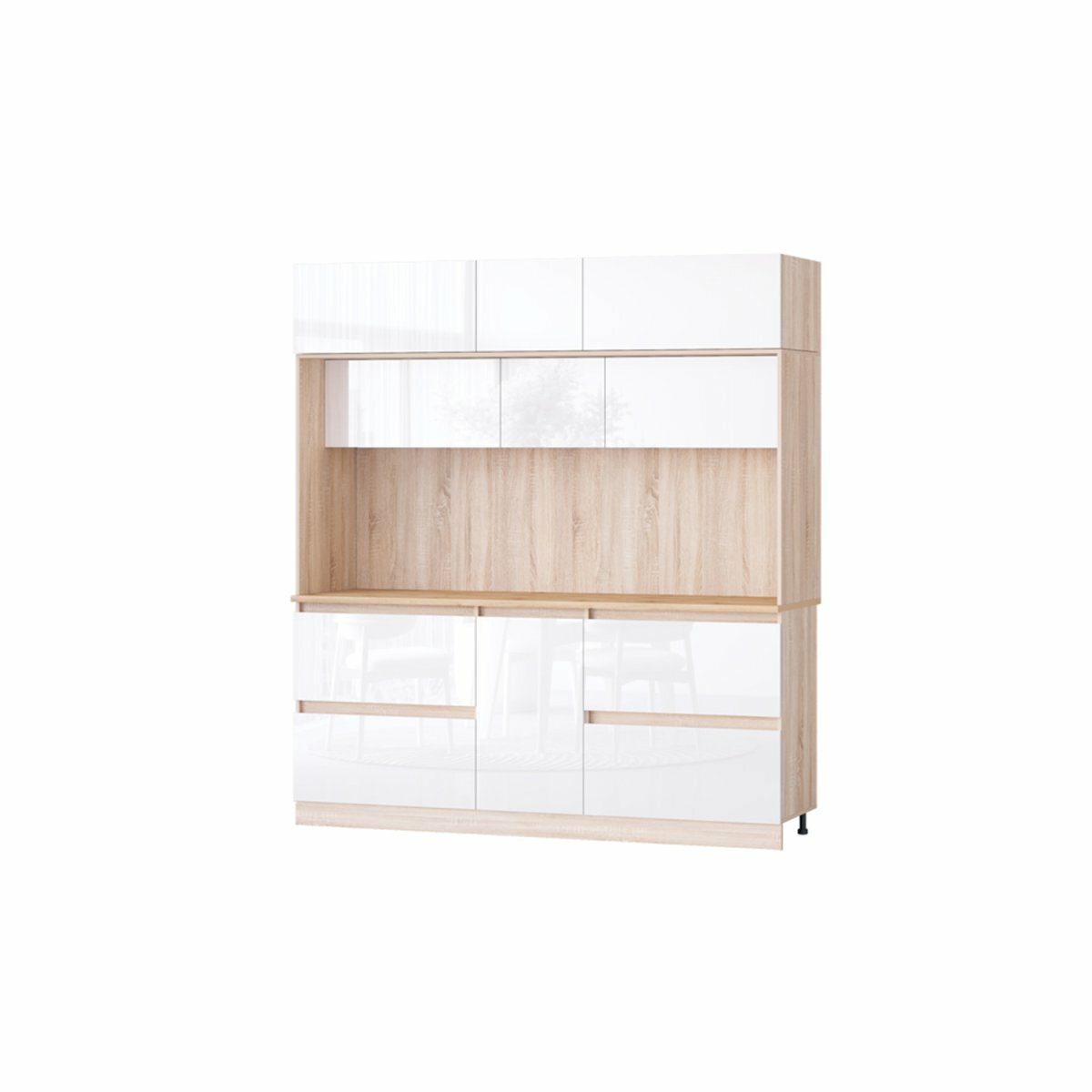 Центральная секция кухни "Аврора" 2050 - Дуб сонома / Белый глянец