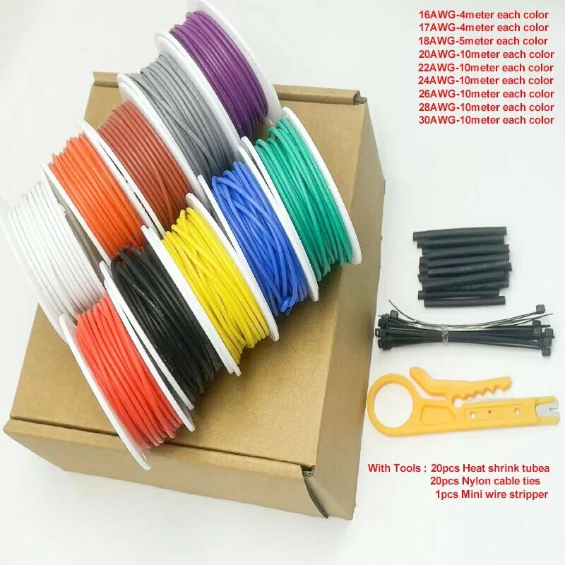 Набор проводов Bytebattle силиконовые 10 цветов 17 AWG 4m x 10roll