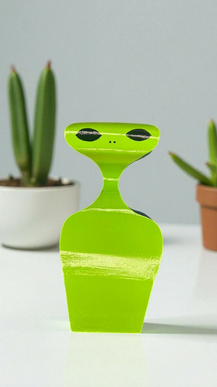 Деревянная фигурка "Гость с другой планеты" с росписью, ручной работы.