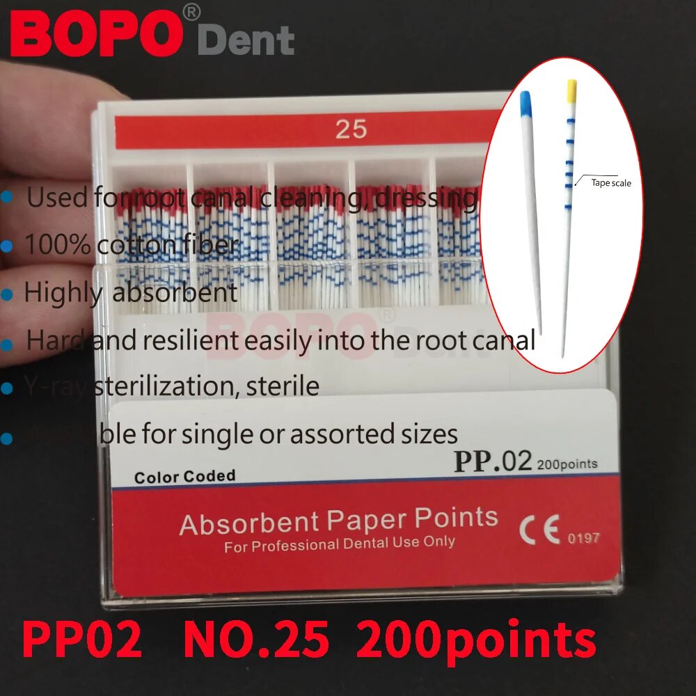 Бумажные наконечники Bopo Dent PP02 No.25 200шт