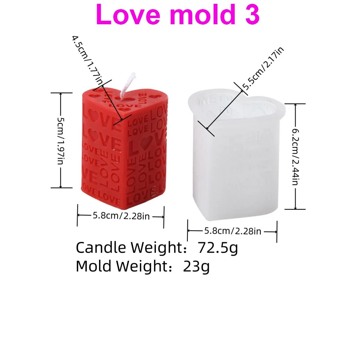 Силиконовая форма для свечей Love mold 3