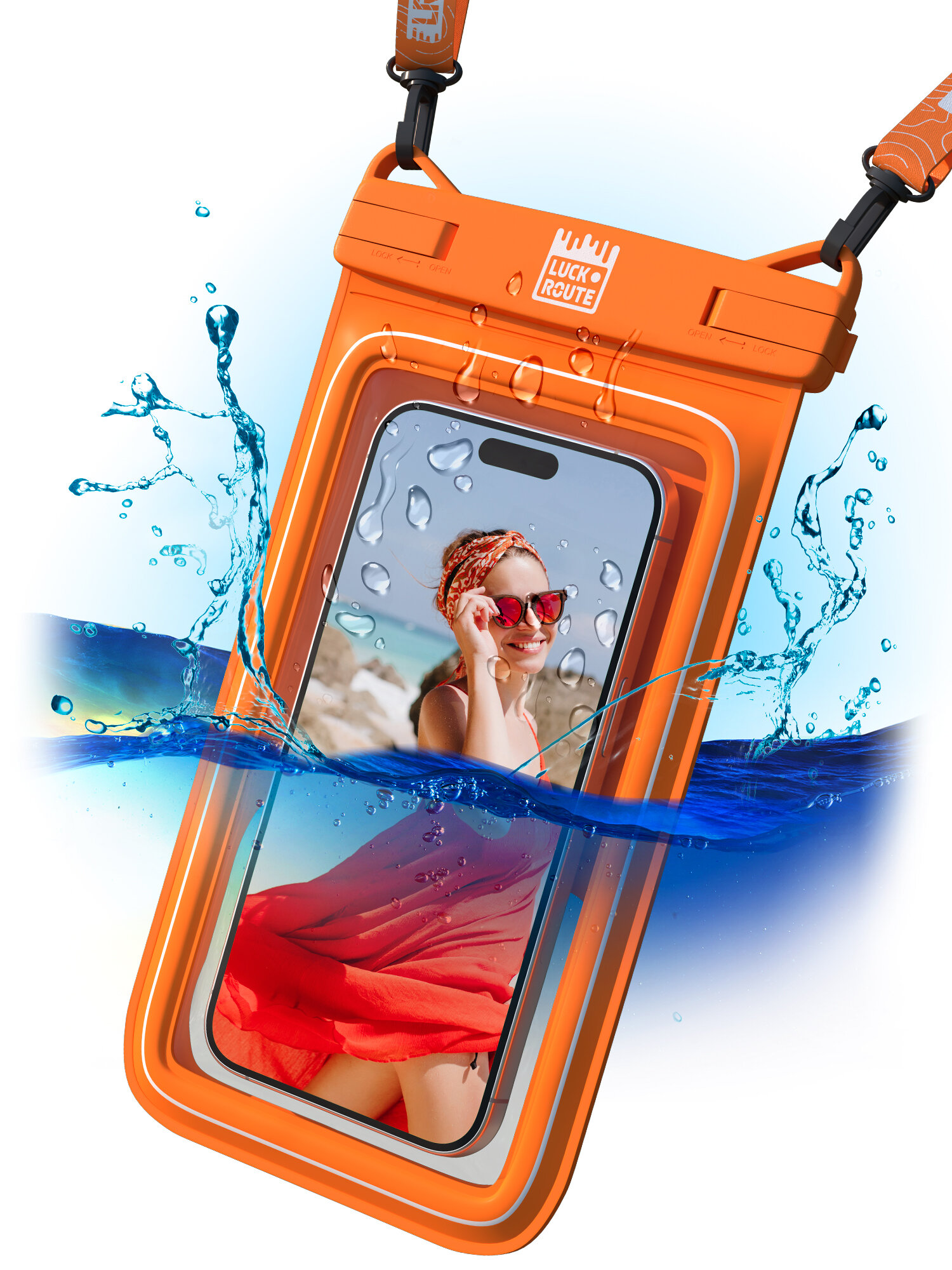 Водонепроницаемый чехол для телефона на шею плавающий IPX8, оранжевый