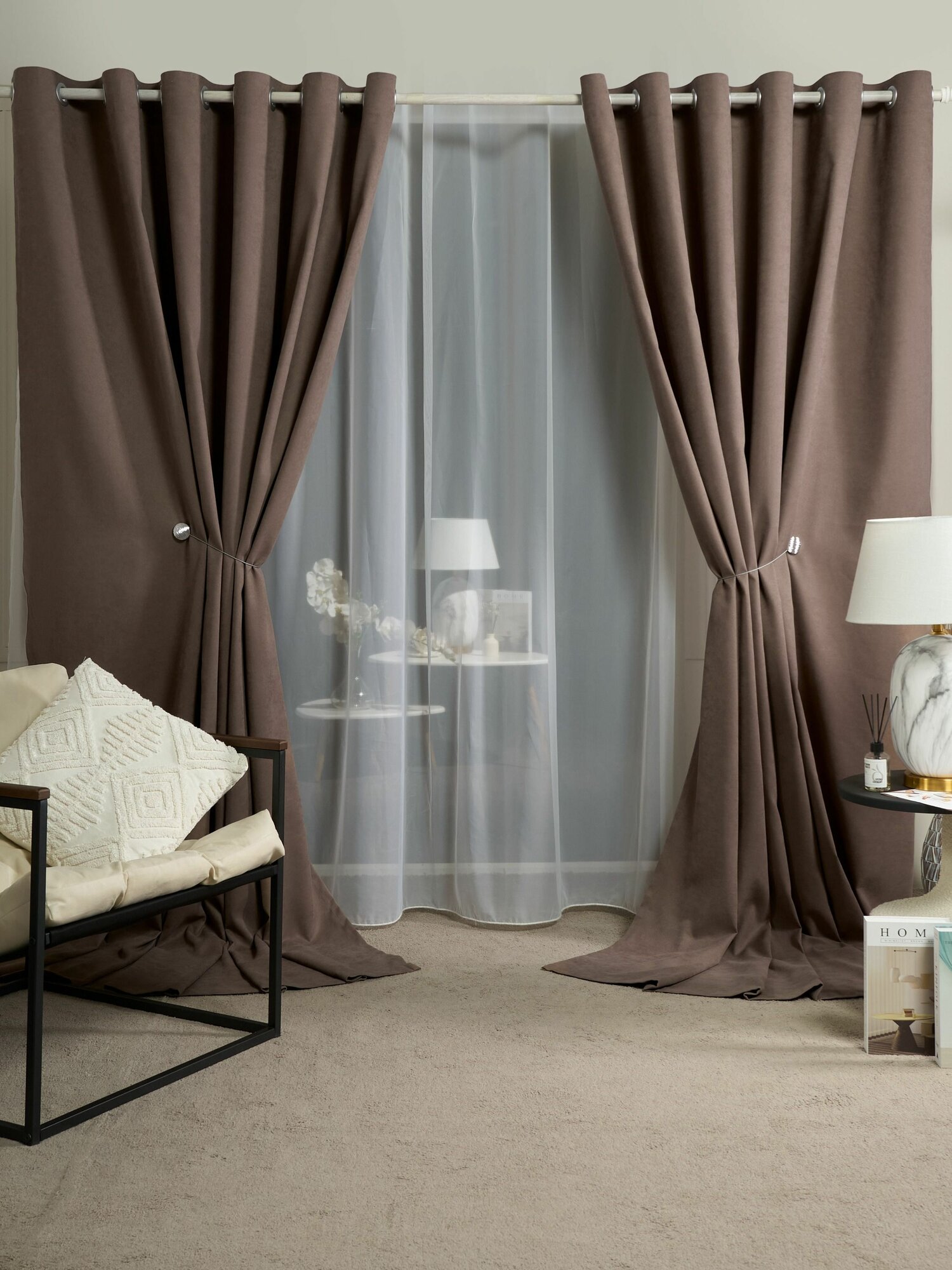 Комплект штор на люверсах "Канвас-Премиум 260" светло-кофейный (341) арт.6612 (300х260-2 шт.)