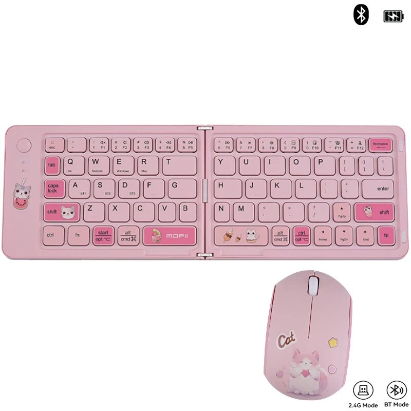 Беспроводная Складная Клавиатура Bluetooth, 67 Клавиш, Перезаряжаемая, Портативная, Компактная Конструкция Для Windows, iOS