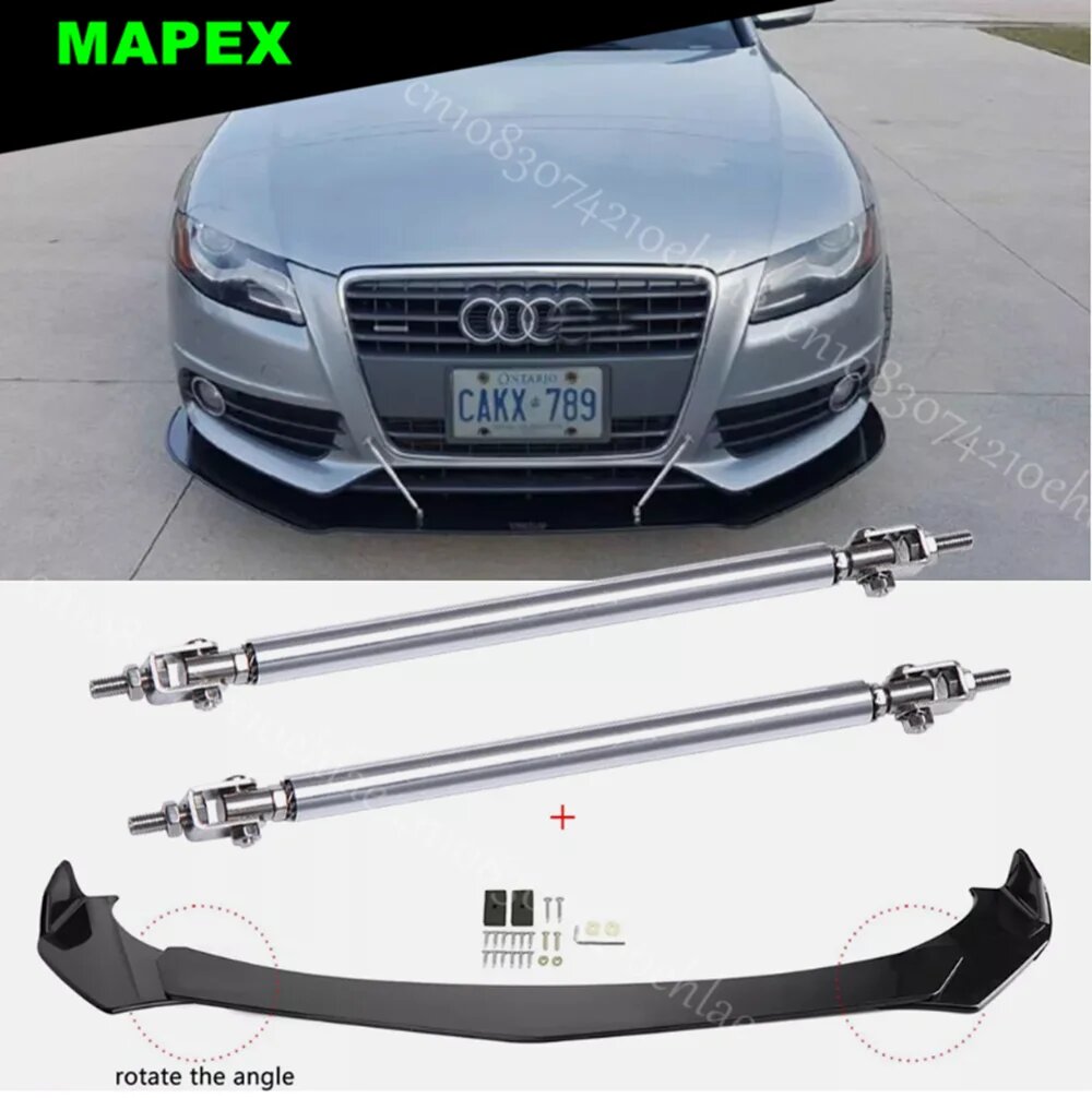 Для AUDI A3 A4 A5 A6 A7 B8 S3 S4 передний бампер спойлер сплиттеры + стержни стойки Carbon fiber pattern