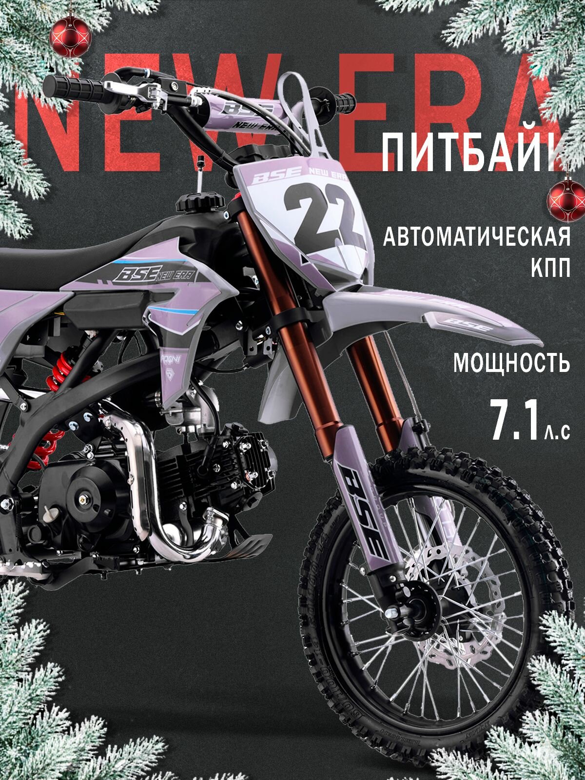 Питбайк BSE NEW ERA 110e Gray Reed 14/12 (Автомат КПП) full auto