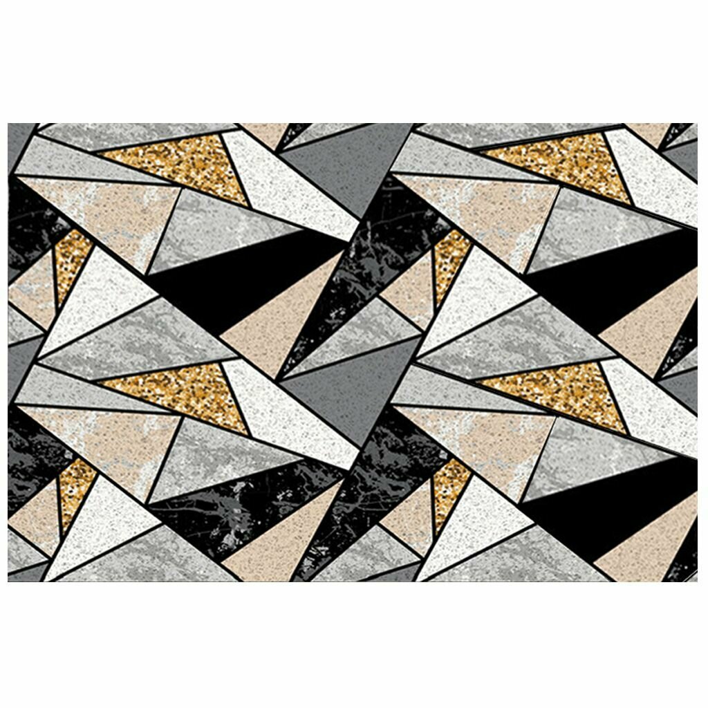 Геометрический коврик для ванной комнаты, гостиной, нескользящий коврик для двери-60 x 90 см-черный, серый, золотой треугольник