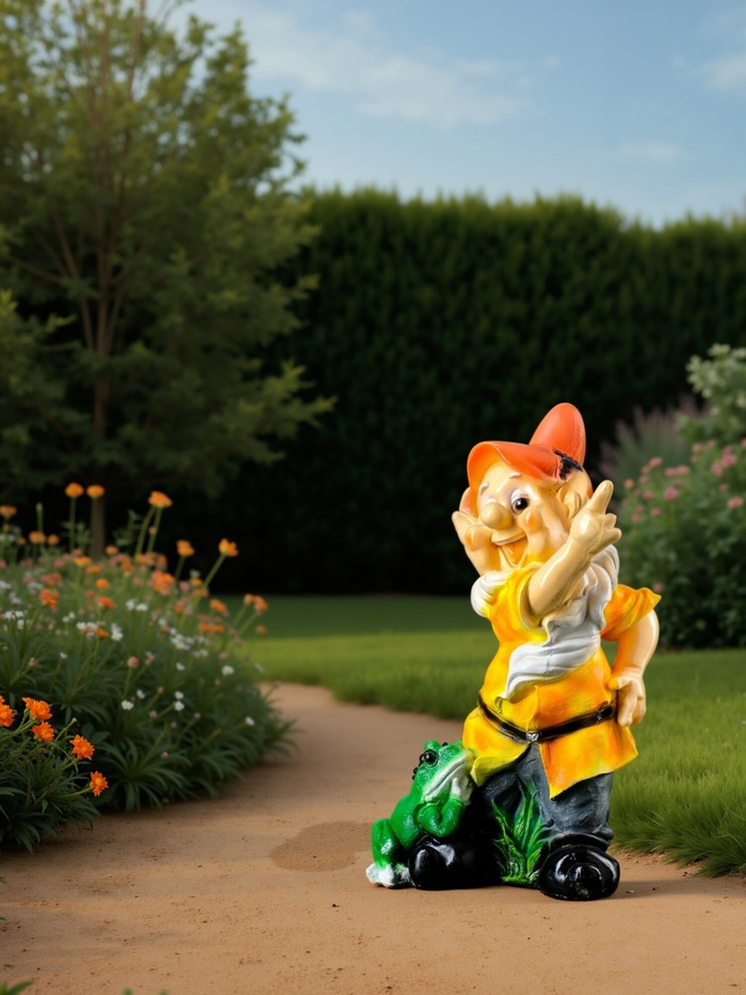 Садовая фигура Хорошие сувениры «Гном с лягушкой», полистоун, 45×20×25 см