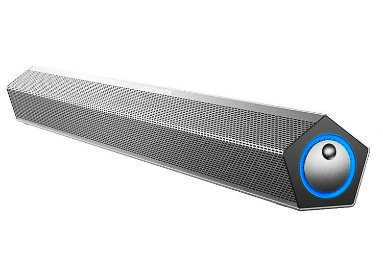 Компьютерные колонки PHILIPS мультимедийные проводные, из алюминиевого сплава, 3D Surround, серебрян
