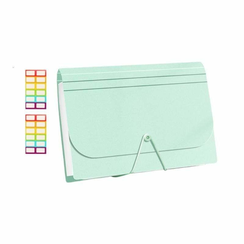 Цветная многослойная папка A6 с 13 ячейками -зеленый