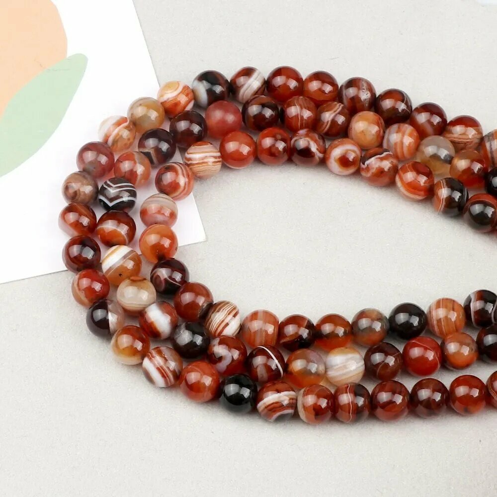 Бордовый агат 6 мм, 50 шт, бусины натуральные для рукоделия