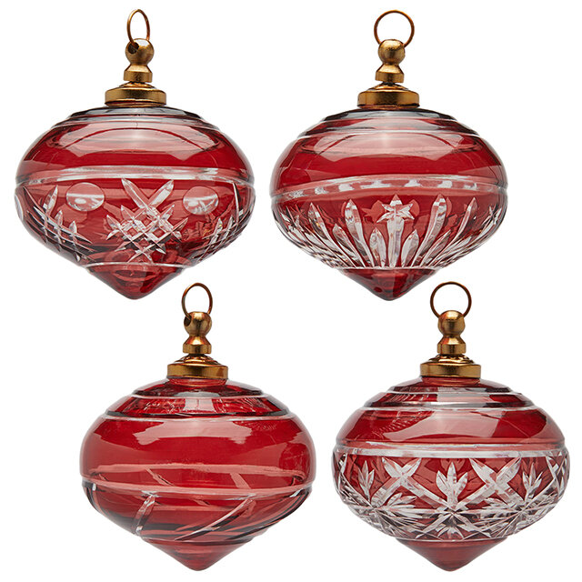 Елочные игрушки Penna in Teverina 10 см красные, стекло, 4 шт, EDG, 6501050A400-набор