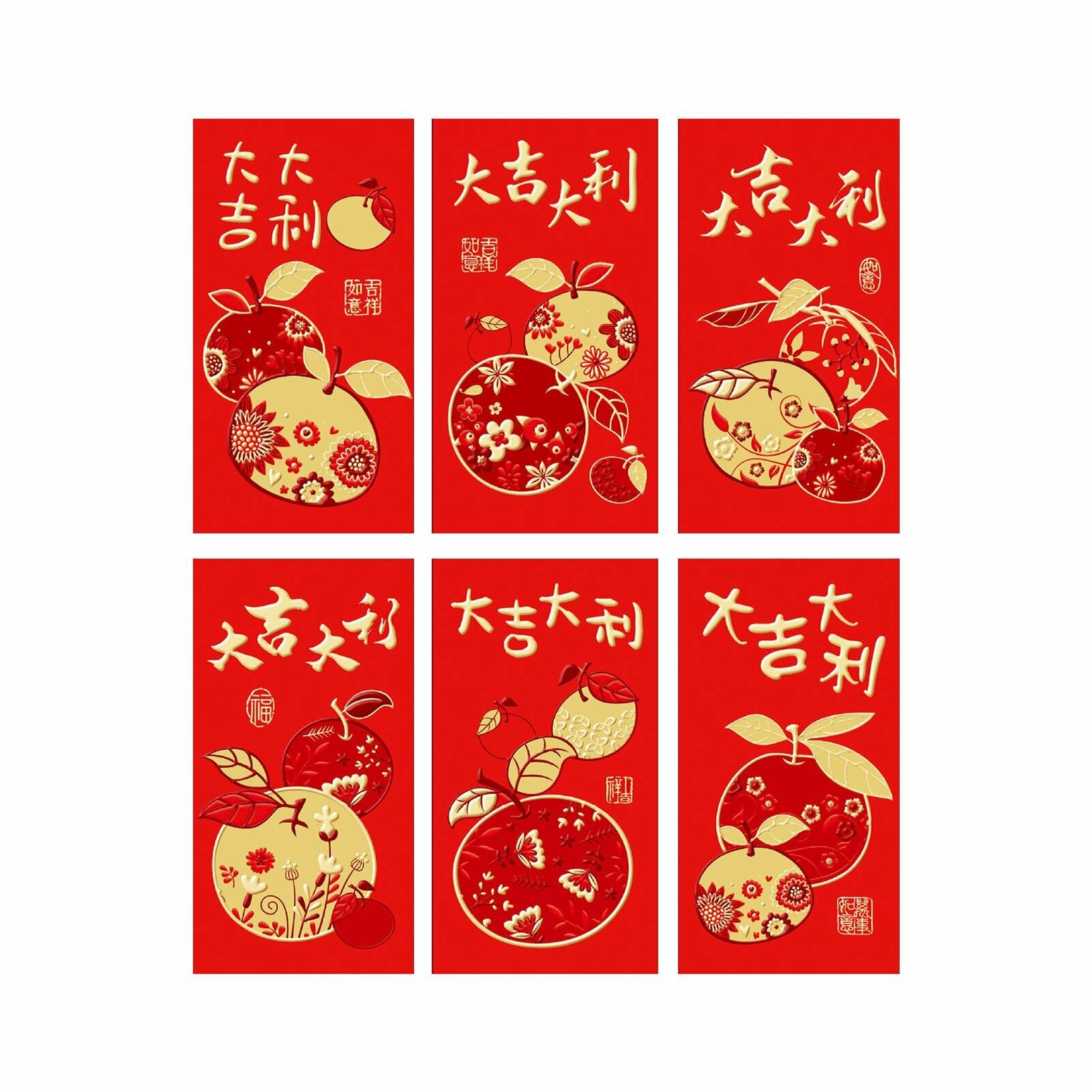 Красный конверт T2105 "Год дракона", упаковка из 6 штук, бронзирование логотипа, общая прибыль в размере одной тысячи юаней запечатана.