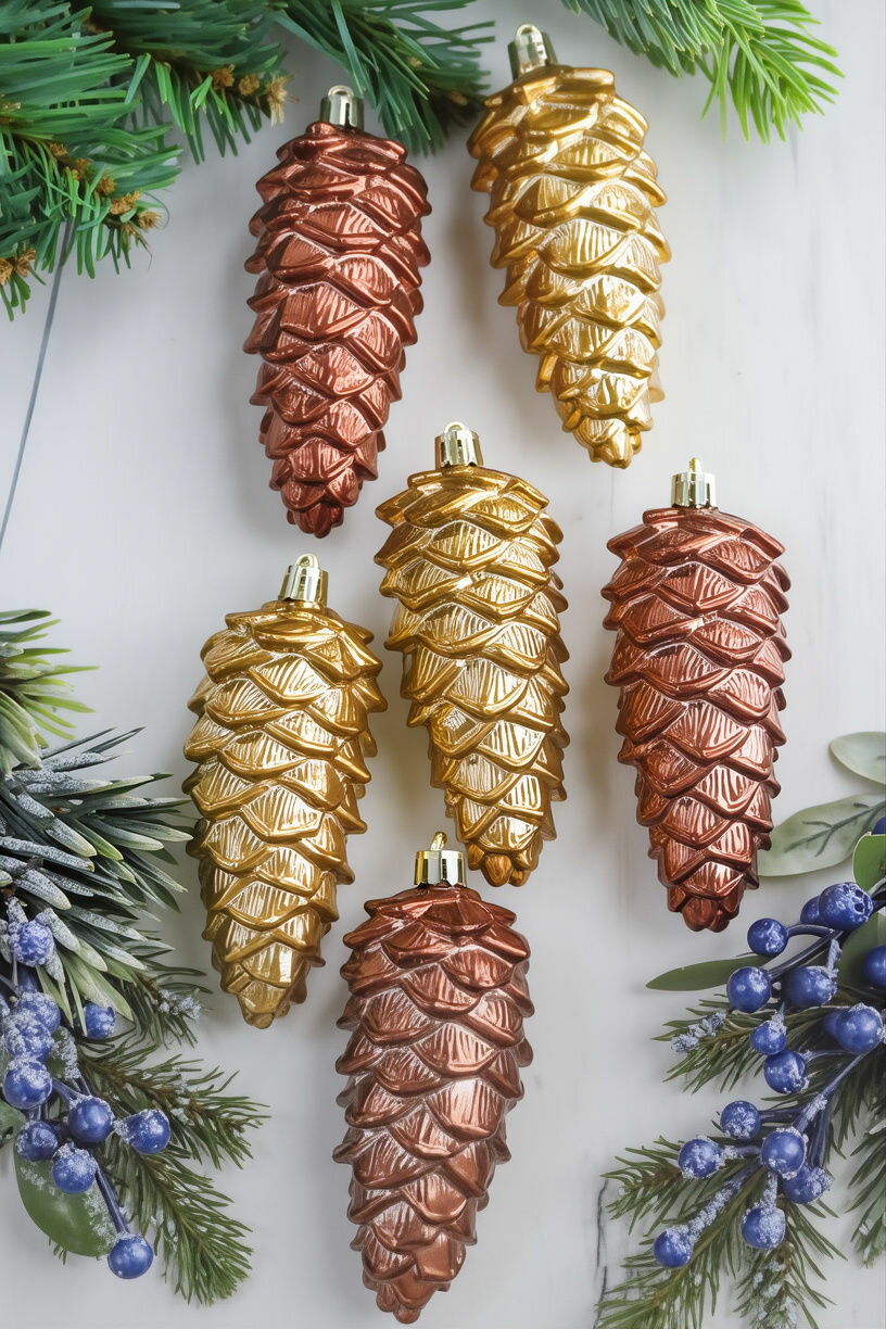 Набор ёлочных украшений шишки 'хвойное волшебство', пластик, 11 см, 6 шт, Winter Deco 1101177