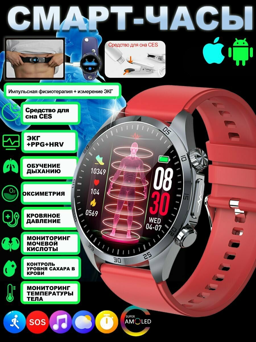 Смарт-часы с монитором сердечного ритма, ЭКГ-монитором, монитором уровня глюкозы в крови и артериального давления, помощником для сна CES