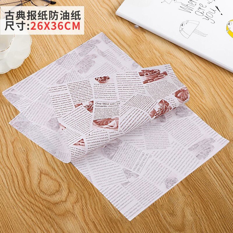 Бумага для выпечки с классическим рисунком газеты, 100 листов, водонепроницаемая, без скольжения, пищевая