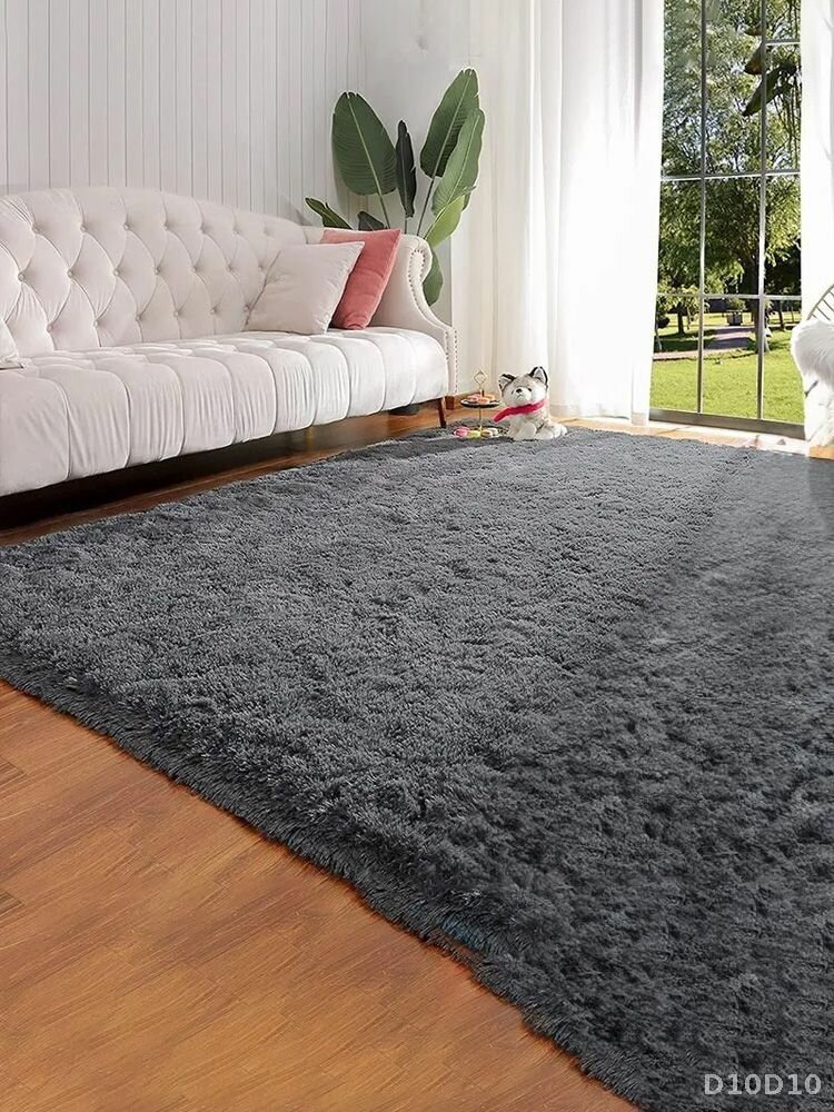 Ковер на полу размером 200x300 см можно использовать в спальнях гостиных детских комнатах тёмно-серый плюшевый мягкий и удобный