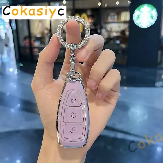 Брелок для ключей, новый чехол из ТПУ для автомобильного смарт-ключа, аксессуары для Ford Purple Set