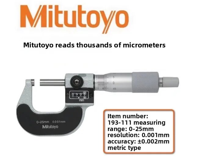 Оригинальный микрометр Mitutoyo 193-101 102 103 104 111 112 113 114 Диапазон 0-25 мм/50 мм/70 мм микрометр с нониусом и функцией считывания