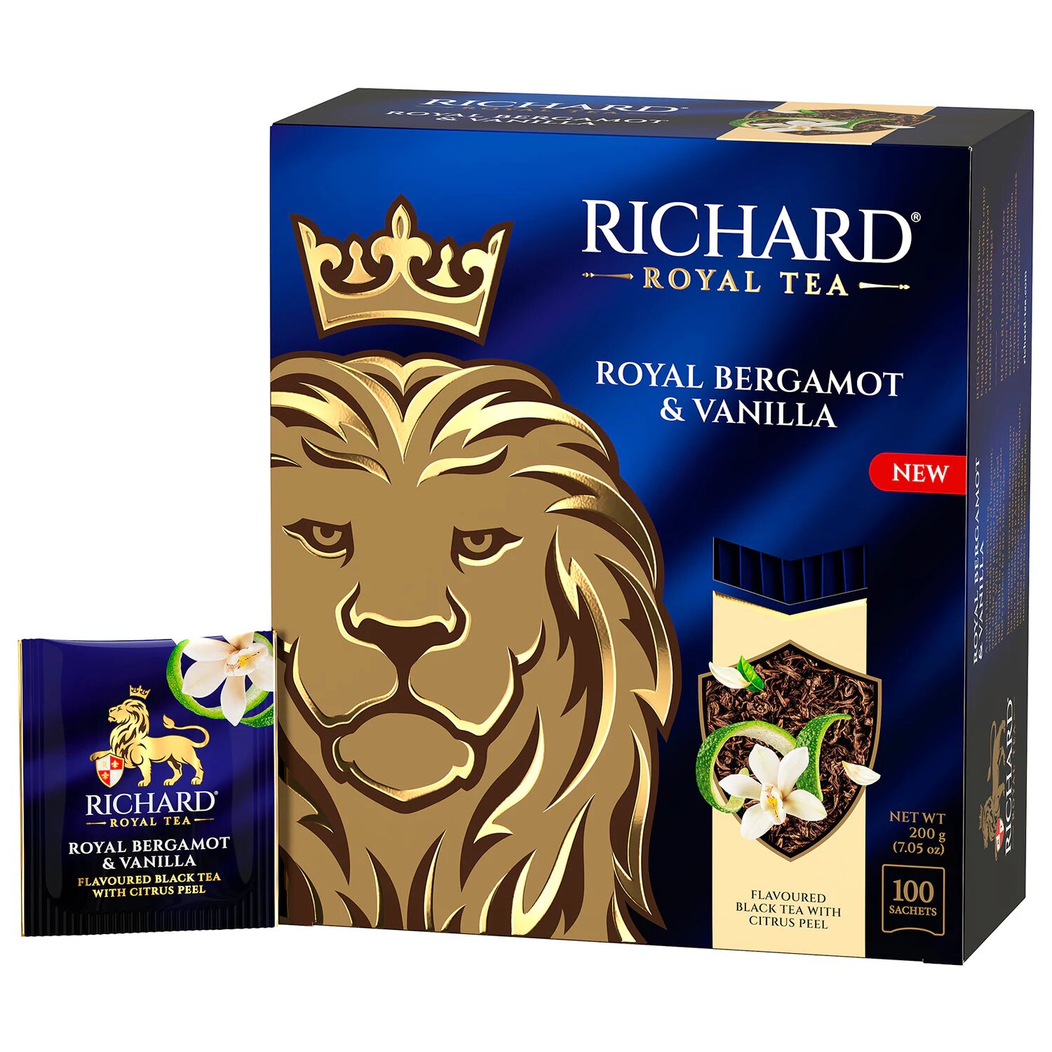Чай RICHARD "Royal bergamot & vanilla" черный, 100 пакетиков в конвертах по 2 г