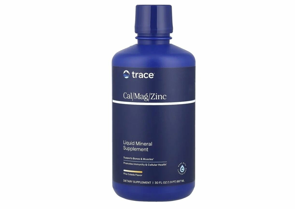 Trace Minerals, Liquid Cal / Mag / Zinc, Жидкий кальций, магний, цинк и витамин D3, вкус пина колада, 887 мл