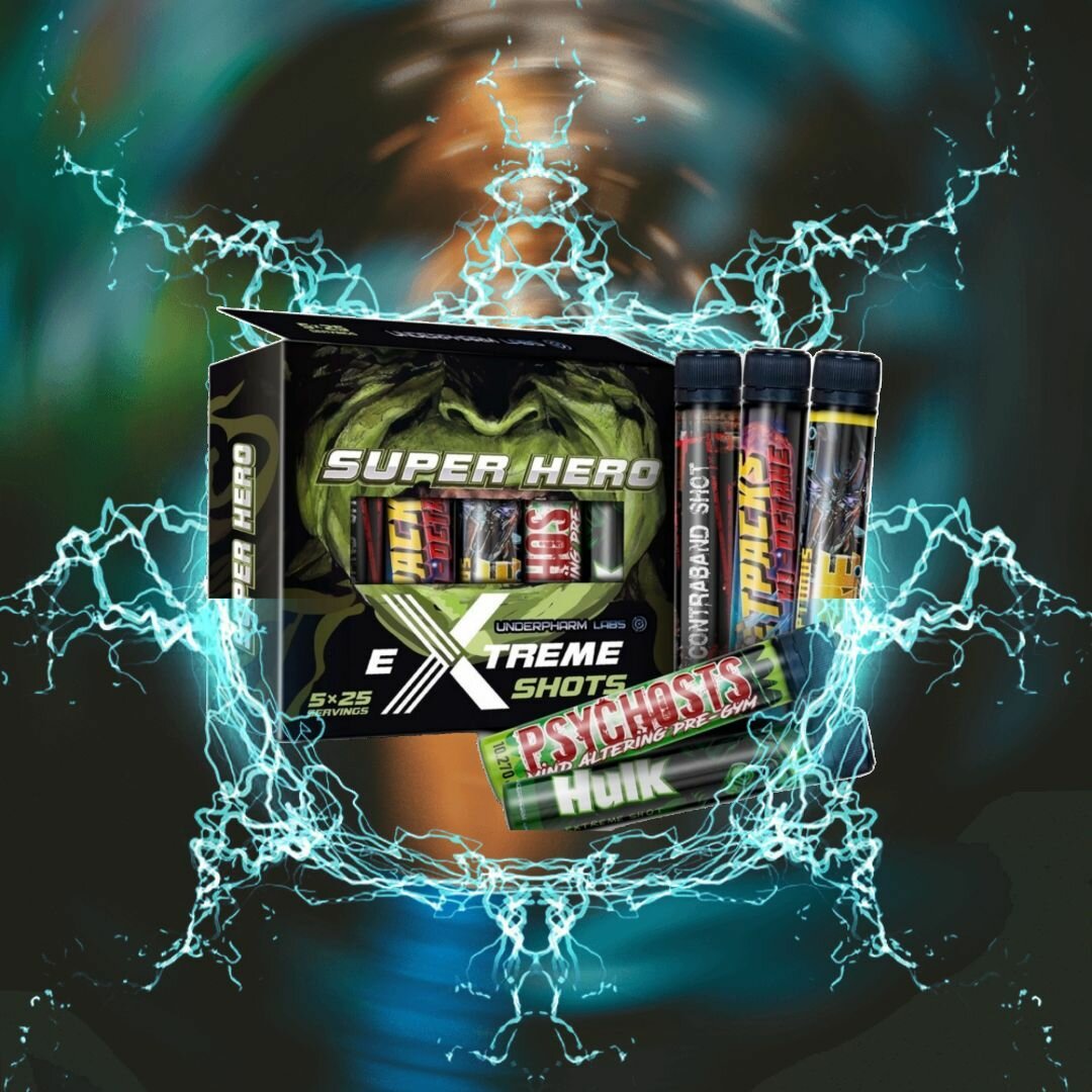 Предтреник Super Hero (Underpharm Labs) набор из 5 шотов