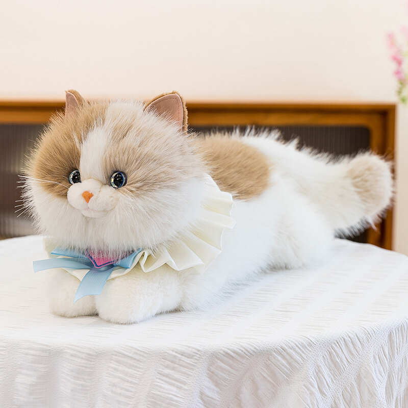 Игрушечная плюшевая кукла кошки-рэгдолл с музыкой, котенок с нагрудником, подарок для детей, интерактивная игрушка для родителей и детей