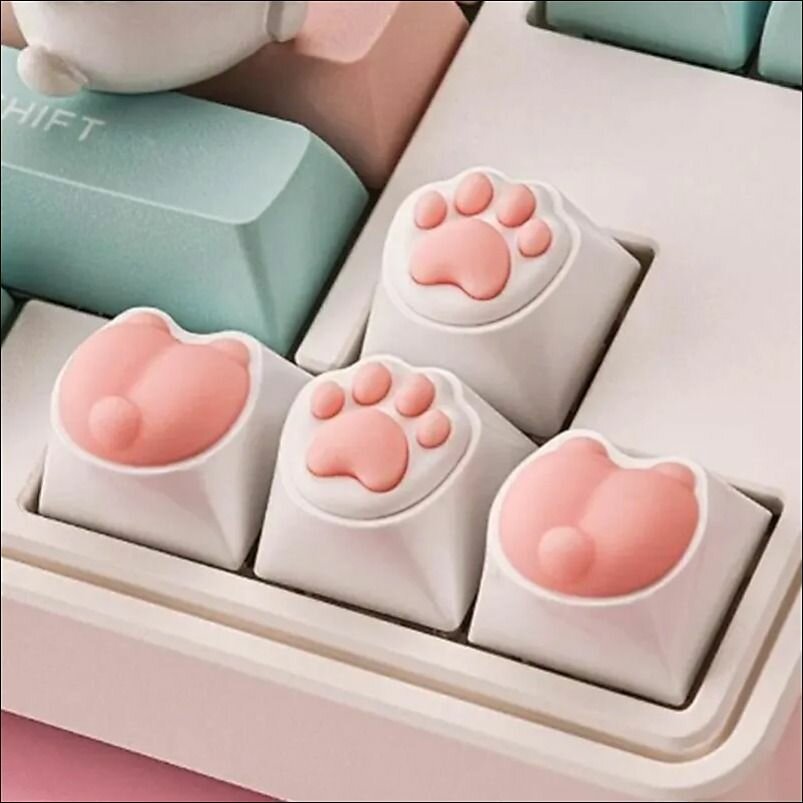 Креативные силиконовые клавиши для механической клавиатуры — розовые «кошачьи лапки» , для девушек, аксессуар для ПК