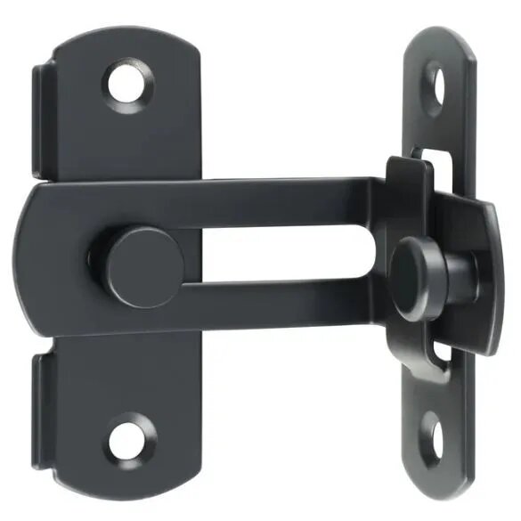 Шпингалет угловой накладной черный / Засов дверной угловой / Задвижка накладная дверная 60мм