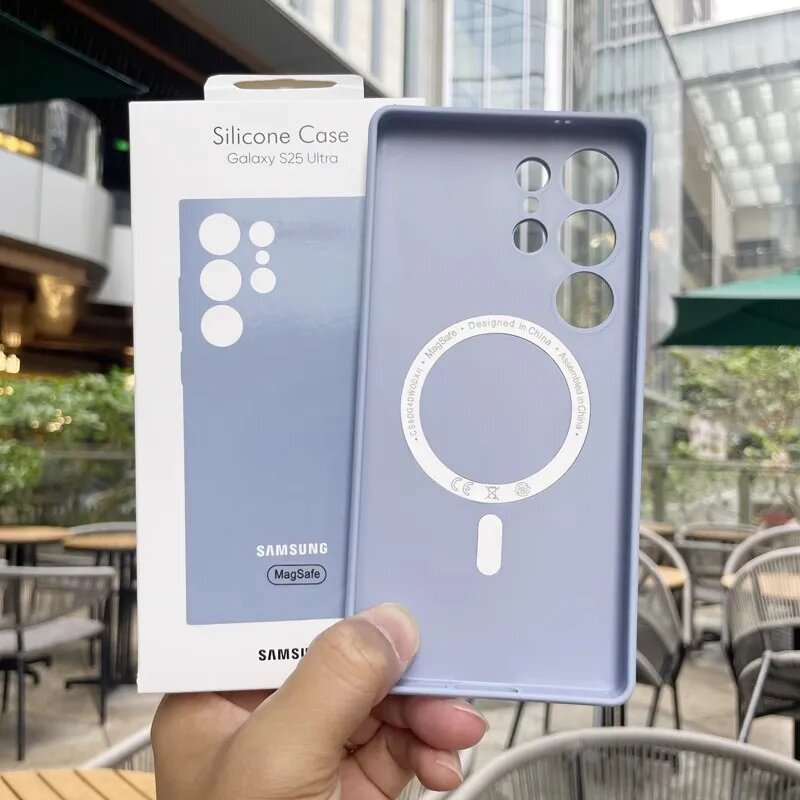 Оригинальный чехол для Samsung Galaxy S25 Ultra для Magsafe, шелковистый жидкий силиконовый чехол S25 Plus S25 + S25, магнитный чехол с беспроводной зарядкой
