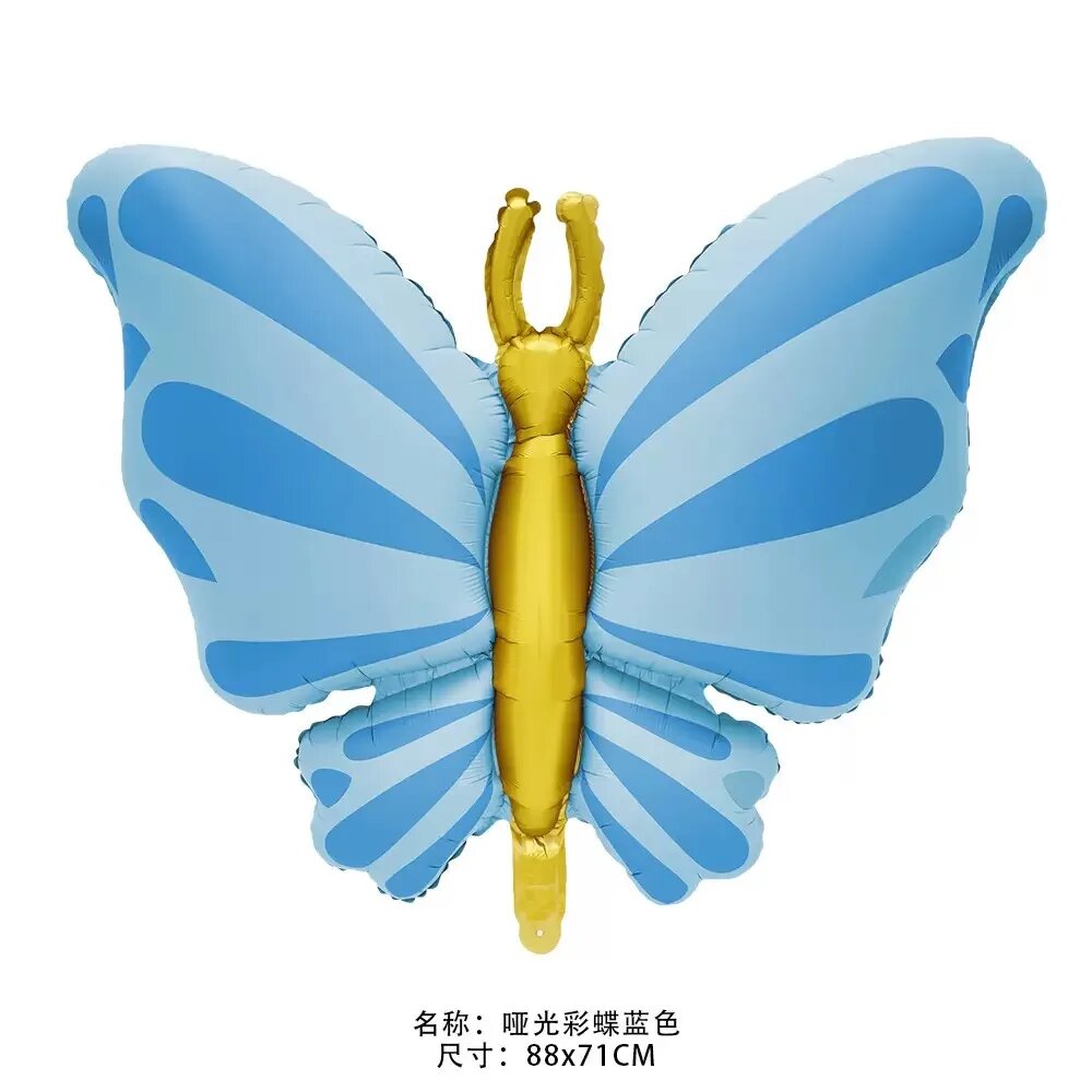 Голубая 3D бабочка из алюминиевой пленки, 88x71 см