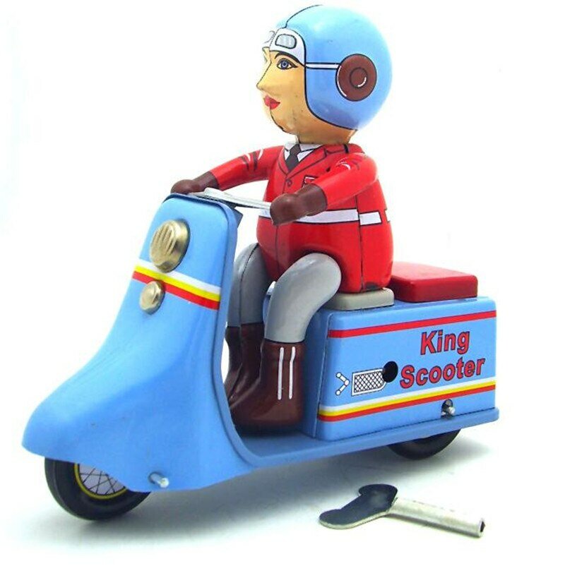 Vintage король скутер мотоцикл олов игрушка классические часы Wind Up Duck модель коллекция подросток игрушка взрослые дети коллекционный подарок игрушка (синий)