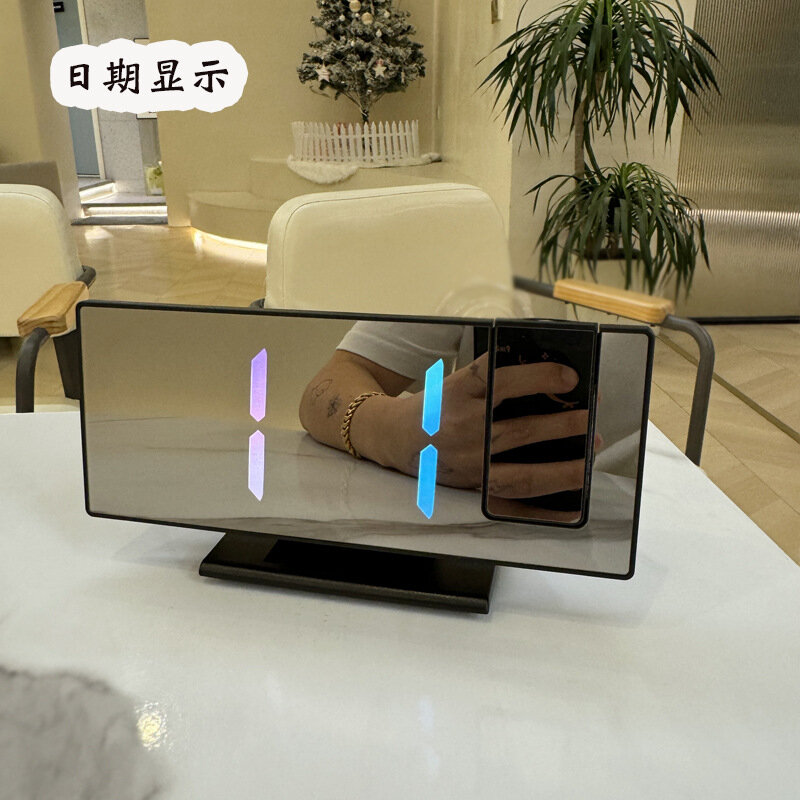 Часы с проекцией через границу, электронные часы для студентов, LED большой экран, настольные креативные будильники, зеркало, цифровые умные будильники