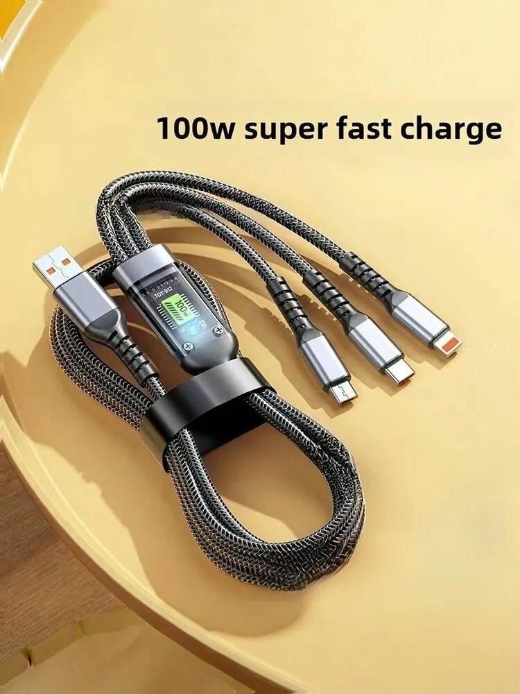 Кабель для мобильных устройств Micro-USB 3.0 Type-A/Apple Lightning, Micro-USB 3.0 Type-B, 1.2 м, черный