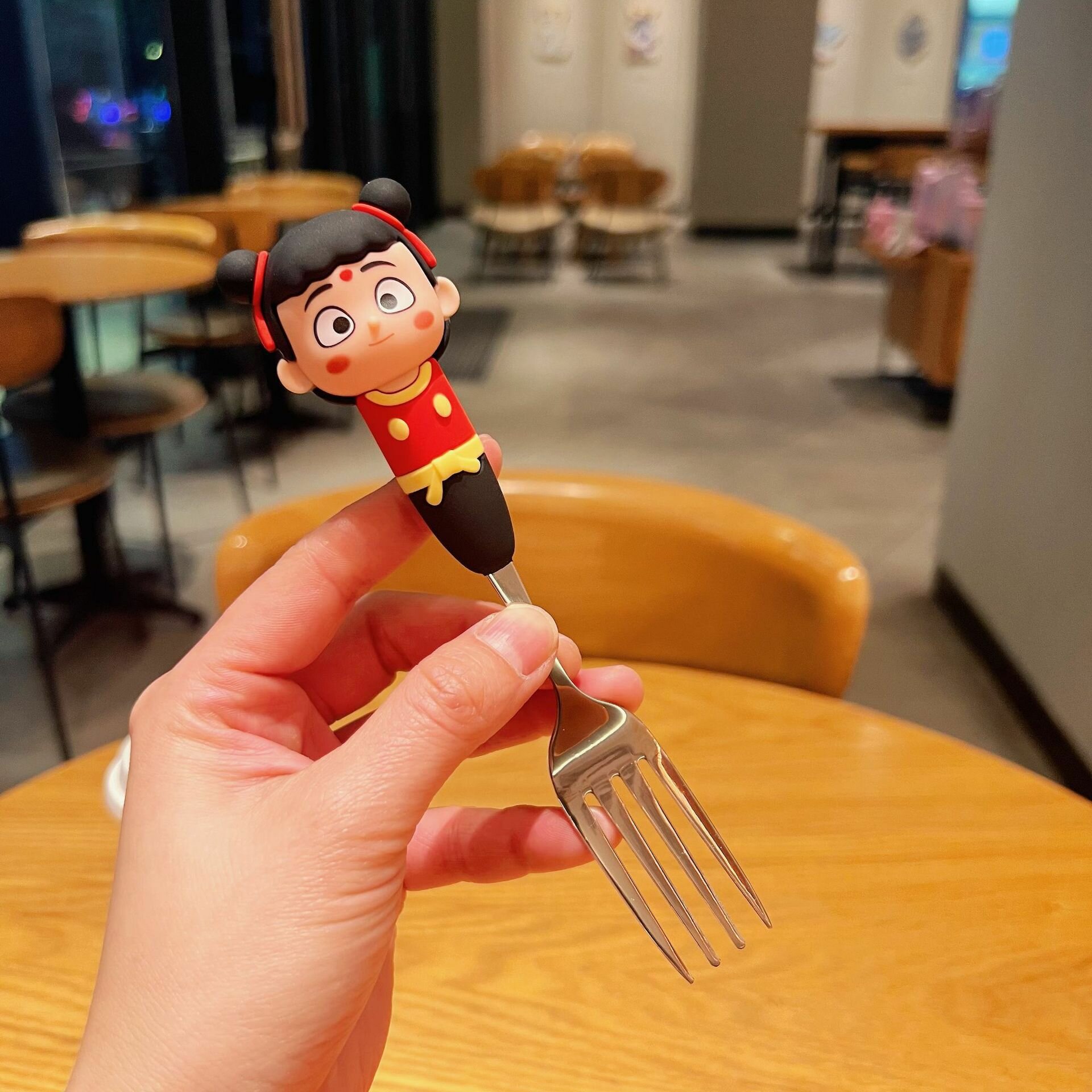 Силиконовая голова ложки и вилки Disney Winnie, нержавеющая сталь, детская ложка и вилка, фруктовая вилка, новая продукция, оптовая продажа ложек