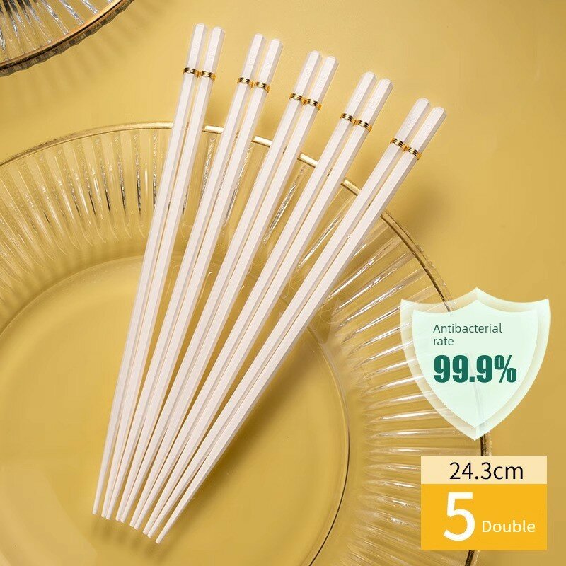 Белые золотистые палочки для еды для домашнего использования, нескользящие, антиплесневые, простые палочки для еды в