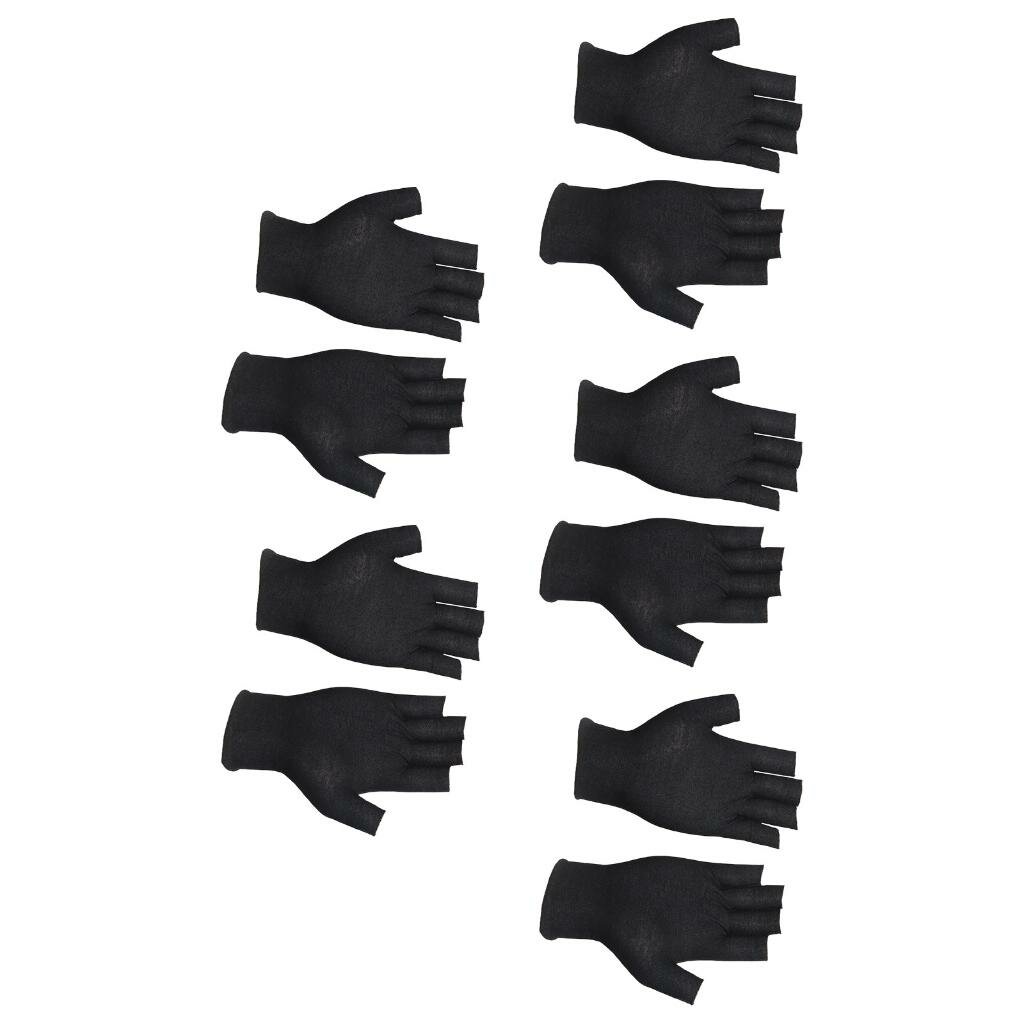 Легкие хлопковые перчатки с открытыми пальцами, 5 пар черных туфель