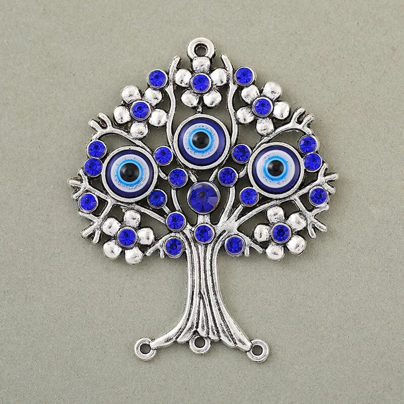Синий металлический амулет злой глаз 7cm Tree of life