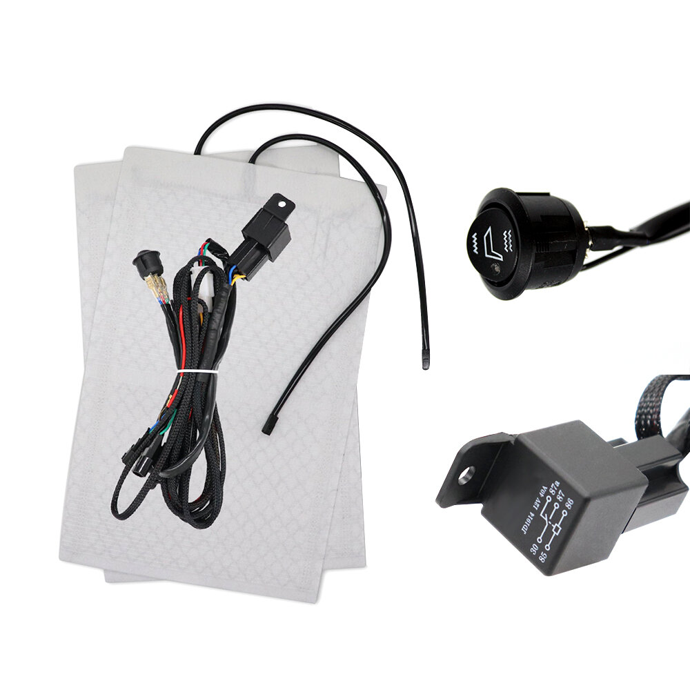 Kit подогрева сидений автомобиля Hi/Lo Setting 1 подушка для сидения 1 круглый переключатель подогреваемые подушки для сидений 2.3м длина провода 12В DC 27±3W термостат 65+10/-5°c материал углеродное волокно цвет белый вес 350г размер 45*28мм