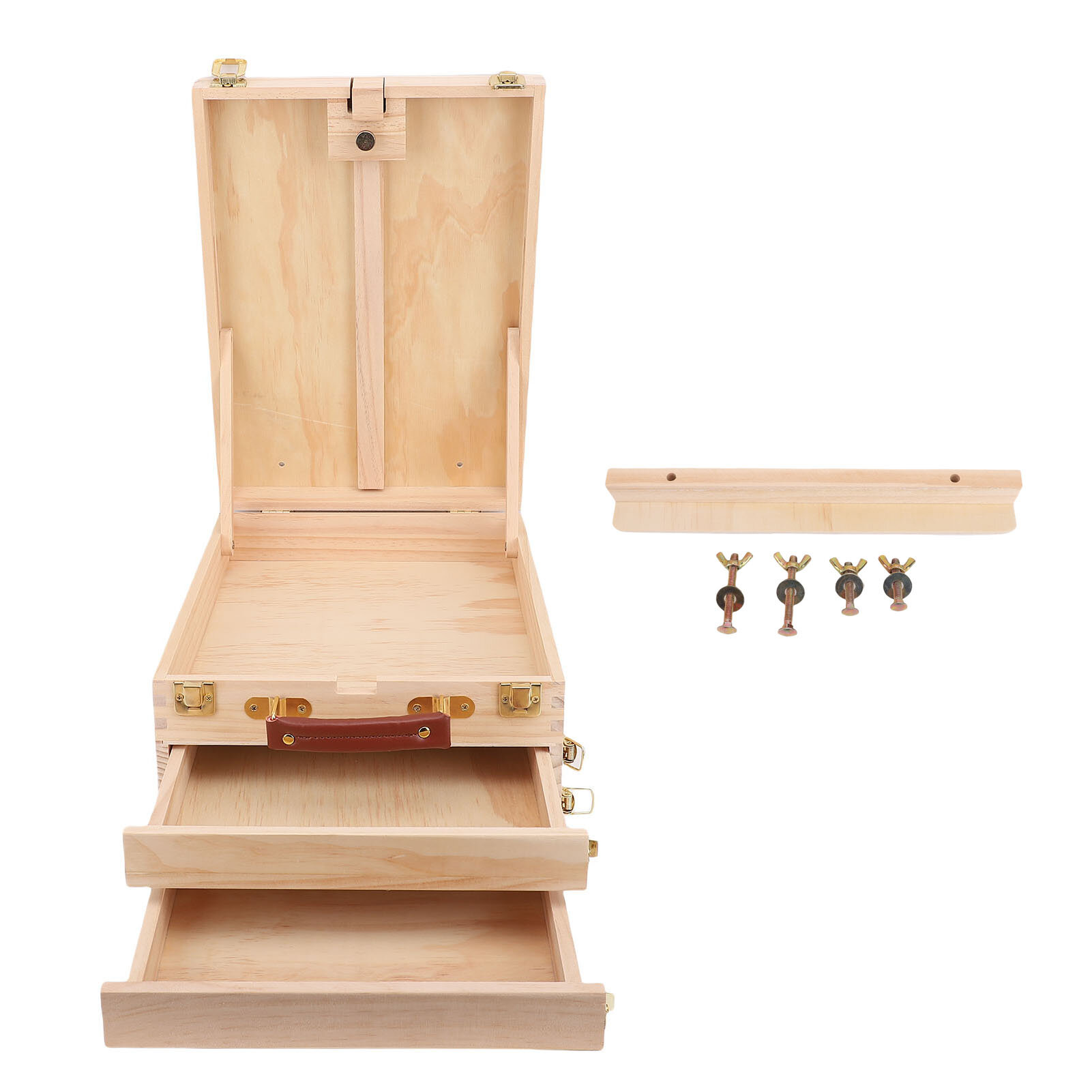 Деревянный этюдник с 2 ящиками, регулируемый настольный мольберт для хранения холста размером 24 дюйма для живописи и эскизов.