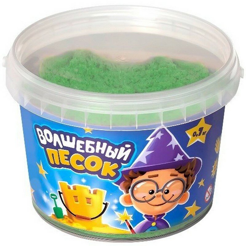 Волшебный мир Кинетический Волшебный песок зеленый 700 гр в ведерке KP2BV с 3 лет
